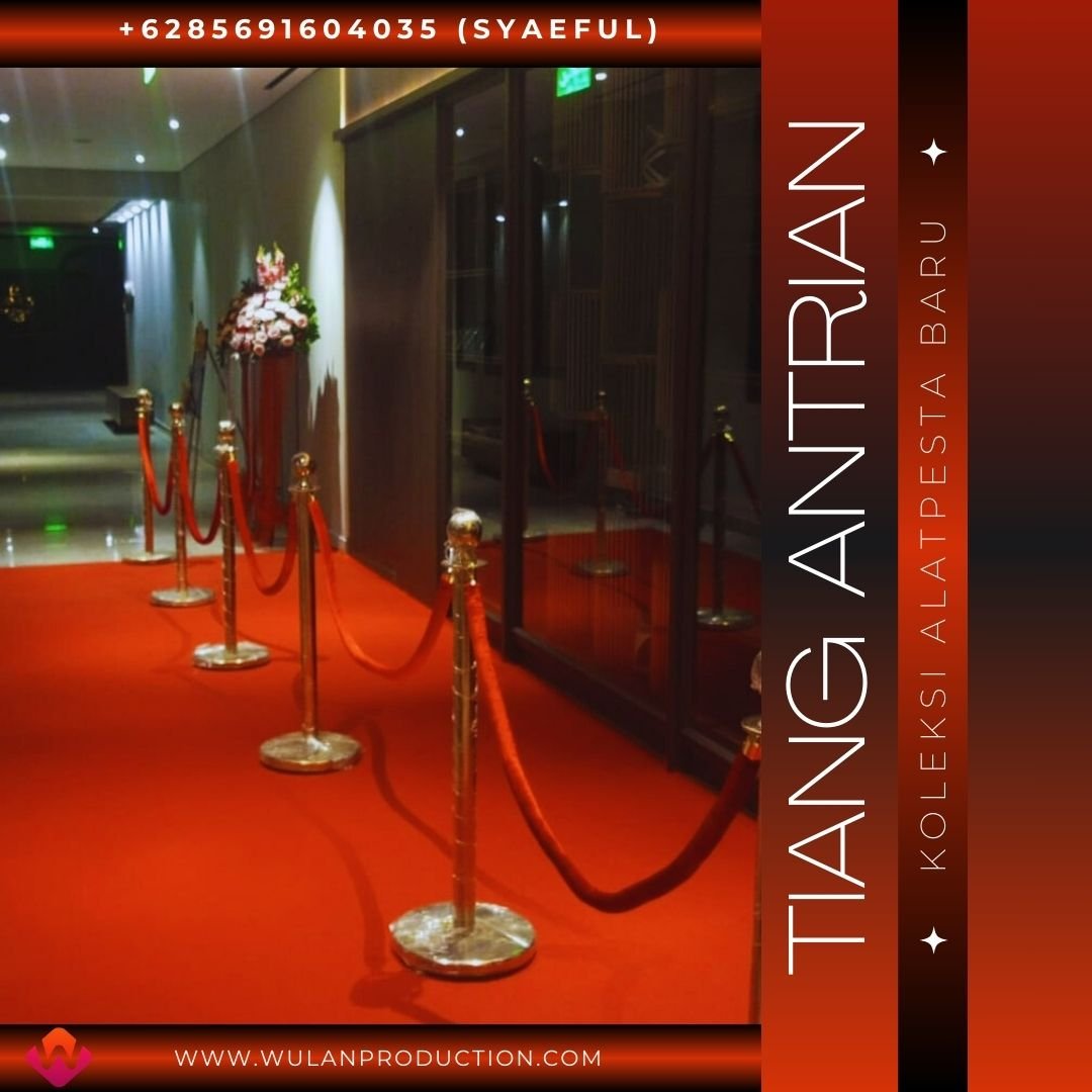 Sewa Tiang Pembatas Antrian Gold Tali Bludru Jakarta
