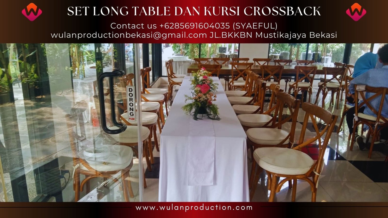 Layanan Sewa Set Long Table dan Kursi Crossback Jakarta