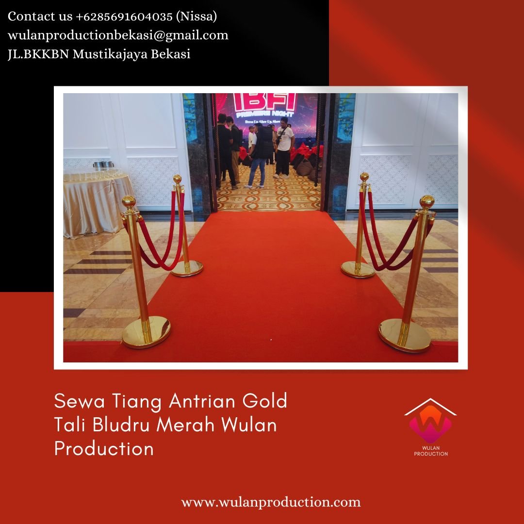 Sewa Tiang Antrian Gold Tali Bludru Merah Harga Terbaru 2025