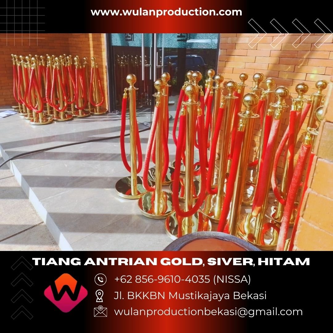 Melayani Sewa Tiang Antrian Hitam Gold Dan Silver Stainless