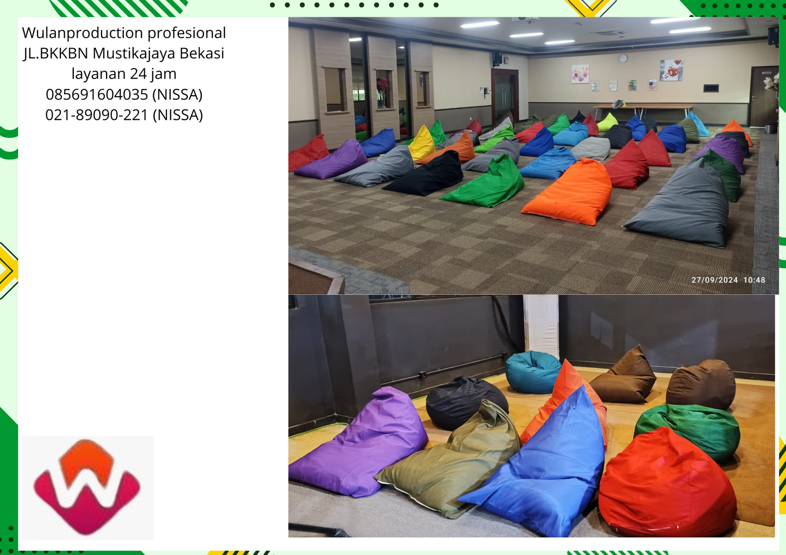 Pusat Sewa Bean Bag Warna-warni Model Segitiga Area Jakarta